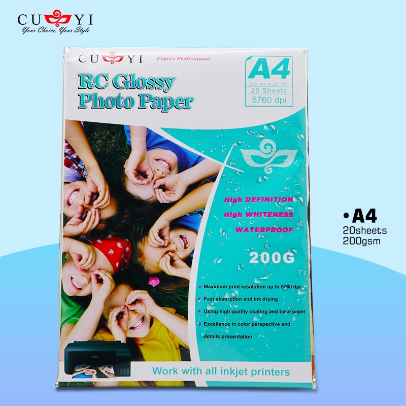 CUYI RC HIGH GLOSSY PREMIUM PHOTO PAPER (200) GSM A4 NO BACK PRINT ...