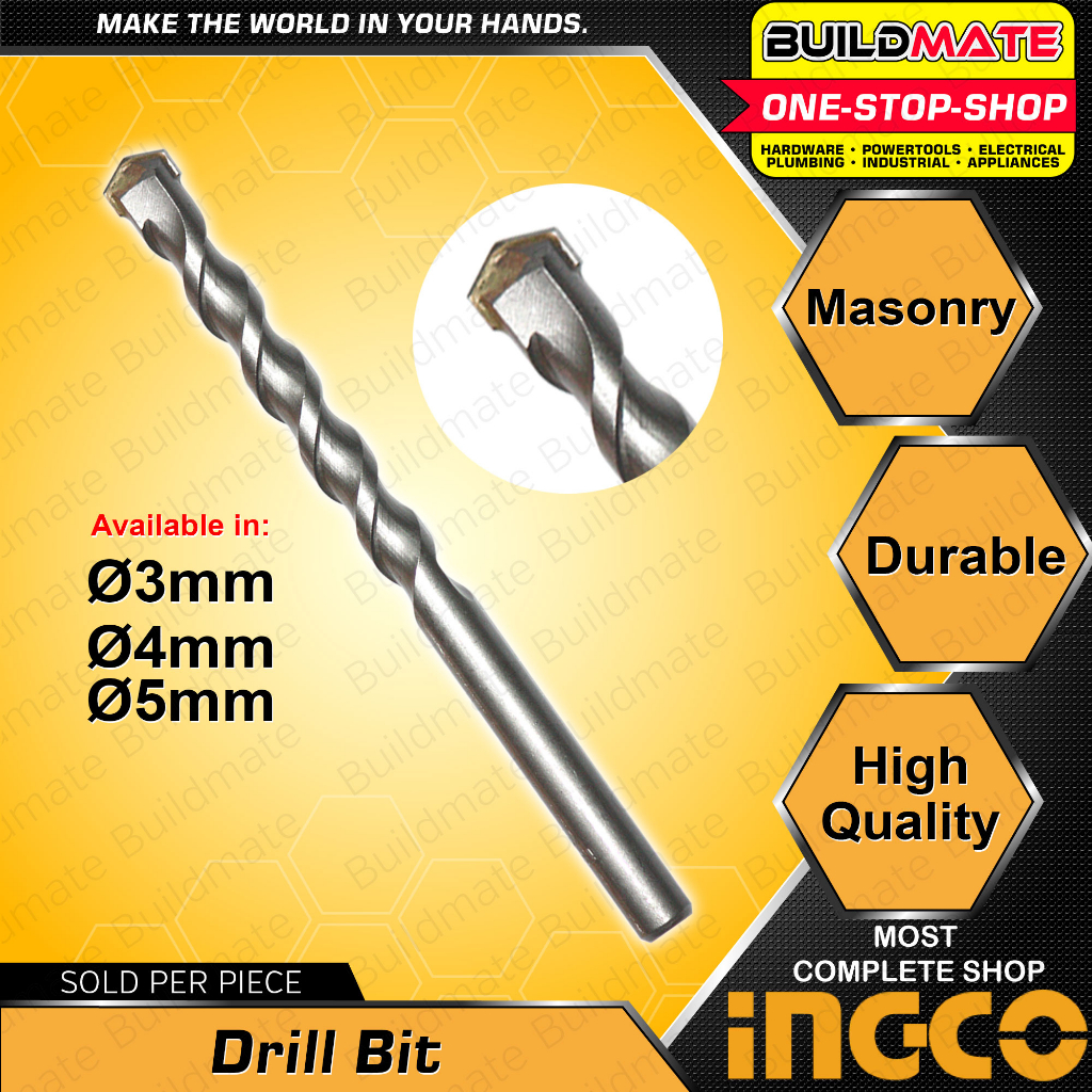 BUILDMATE Ingco Masonry Drill Bit 3mm | 4mm | 5mm Alloy Triangle Drill ...