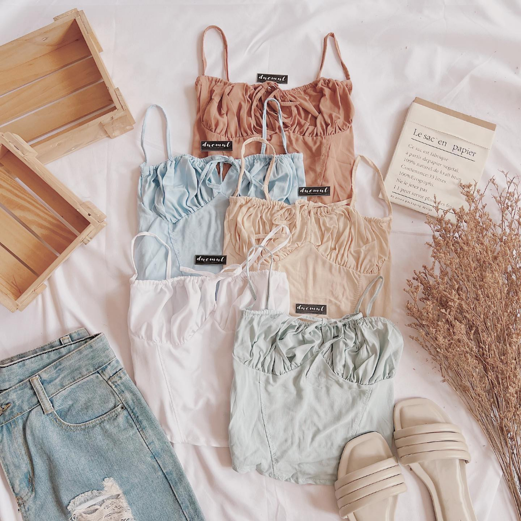 Dnemnlph Bustier Top Trendy Korean Inspired Fashion String Cami Basic