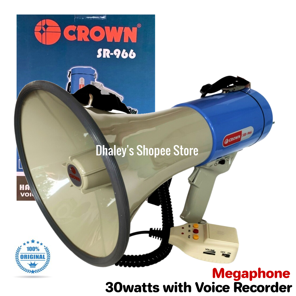 Crown SR-966 Megaphone 30watts with Voice Recorder and Rechargeable ...
