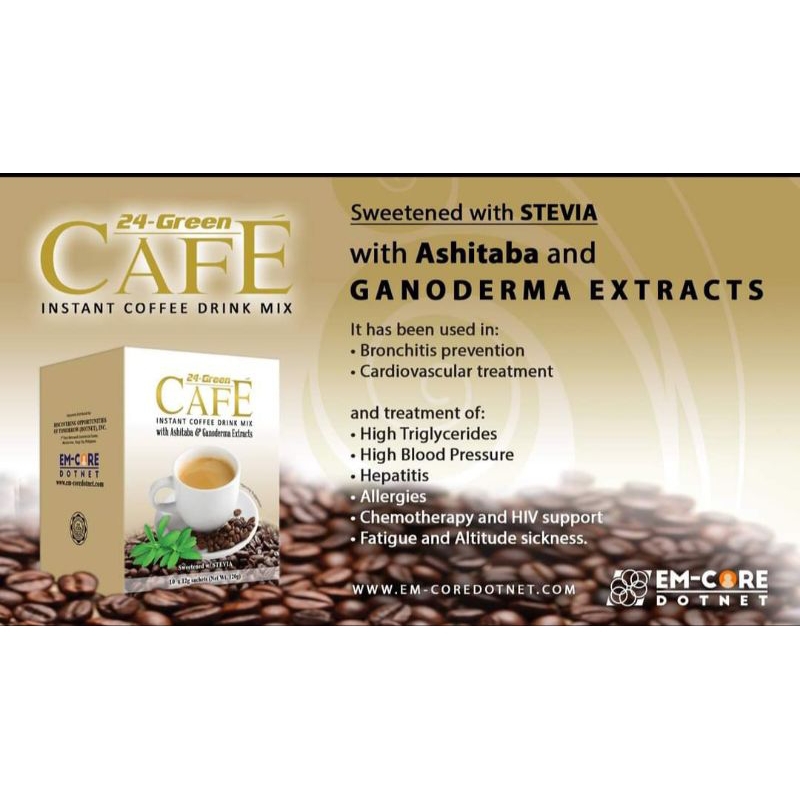 24-GREEN CAFE Instant Drink Mix with Ashitaba & Ganoderma Extracts 12 ...