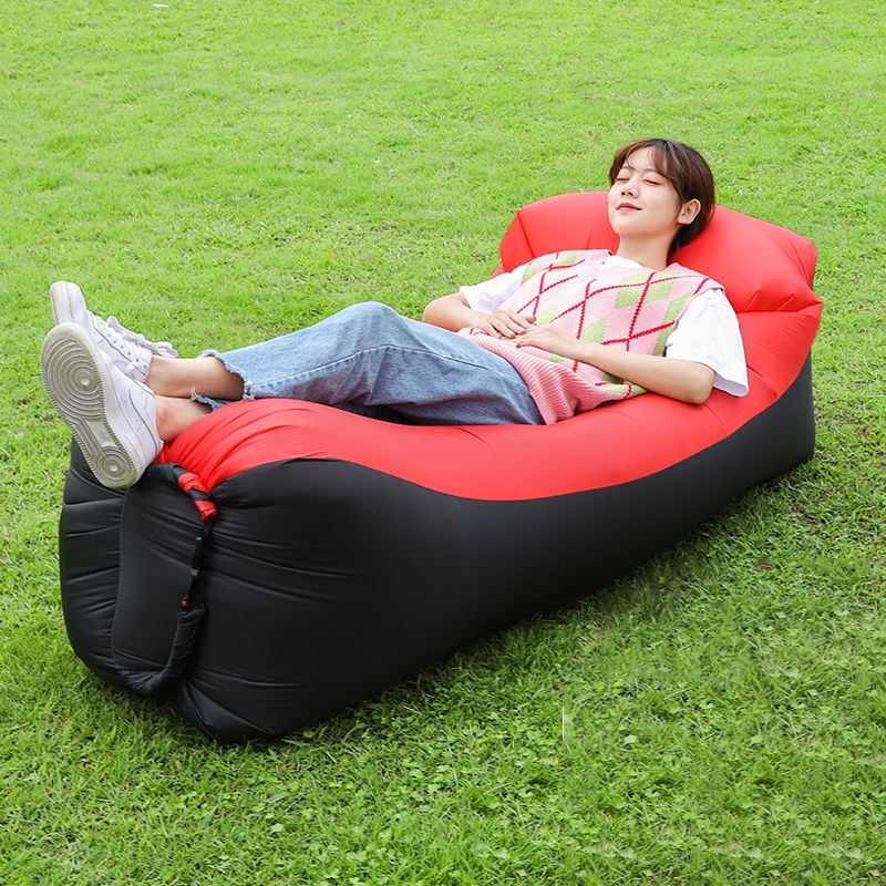 Inflatable Banana Bed With Pillow Folding Sofa Beach Air Bed Portable ...