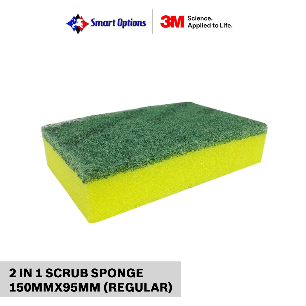 3M SCOTCH-BRITE™ 2 IN 1 SCRUB SPONGE 150MMX95MM (REGULAR) | Shopee ...