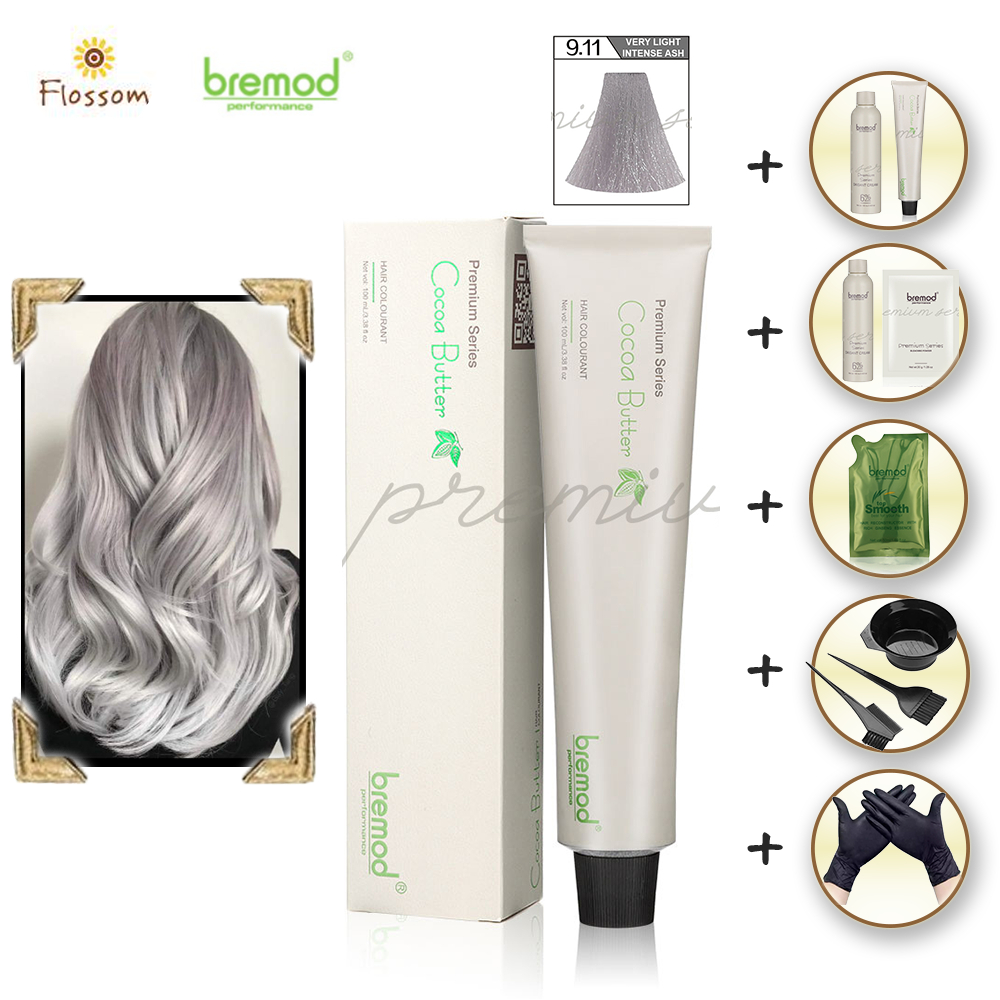 9Pcs Bremod Premium Series Cocoa Butter Hair Color Dye 9.11 Very Light ...