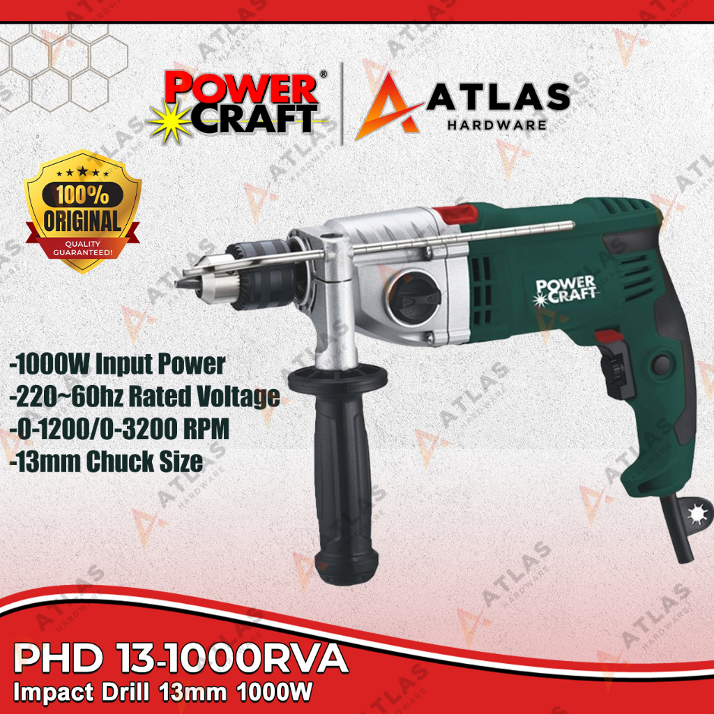 POWERCRAFT 1000w IMPACT DRILL – PHD13 1000 RVA | Shopee Philippines