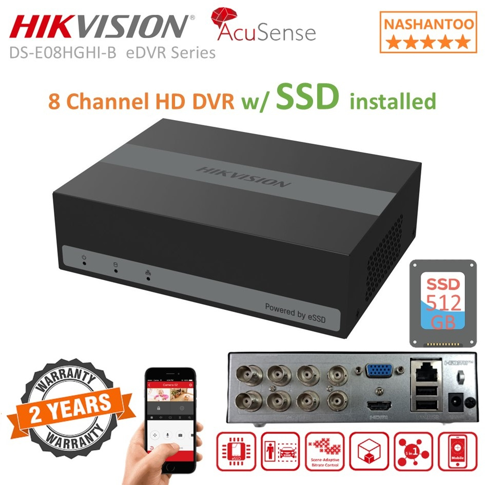 HIKVISION AcuSense with SSD DVR DS-E08HGHI-B(D) 8CH 1080p Lite H.265 ...