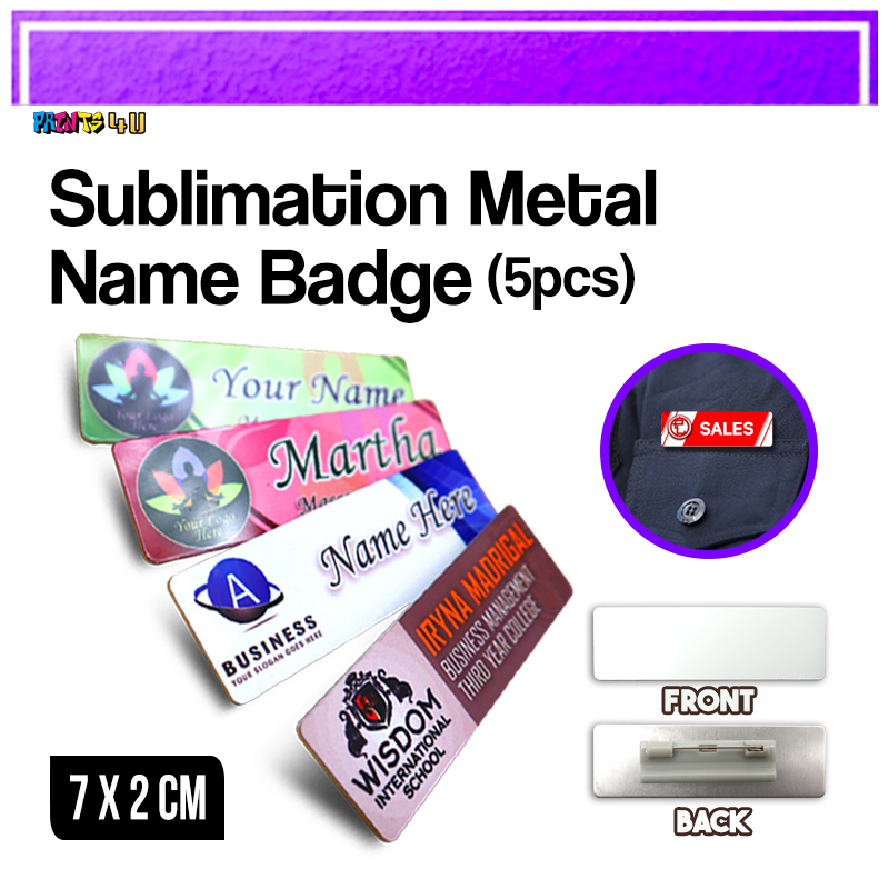 5 Pcs Sublimation Metal Name Badge With Pin 7 X 2 Cm (Blanks) | Shopee ...