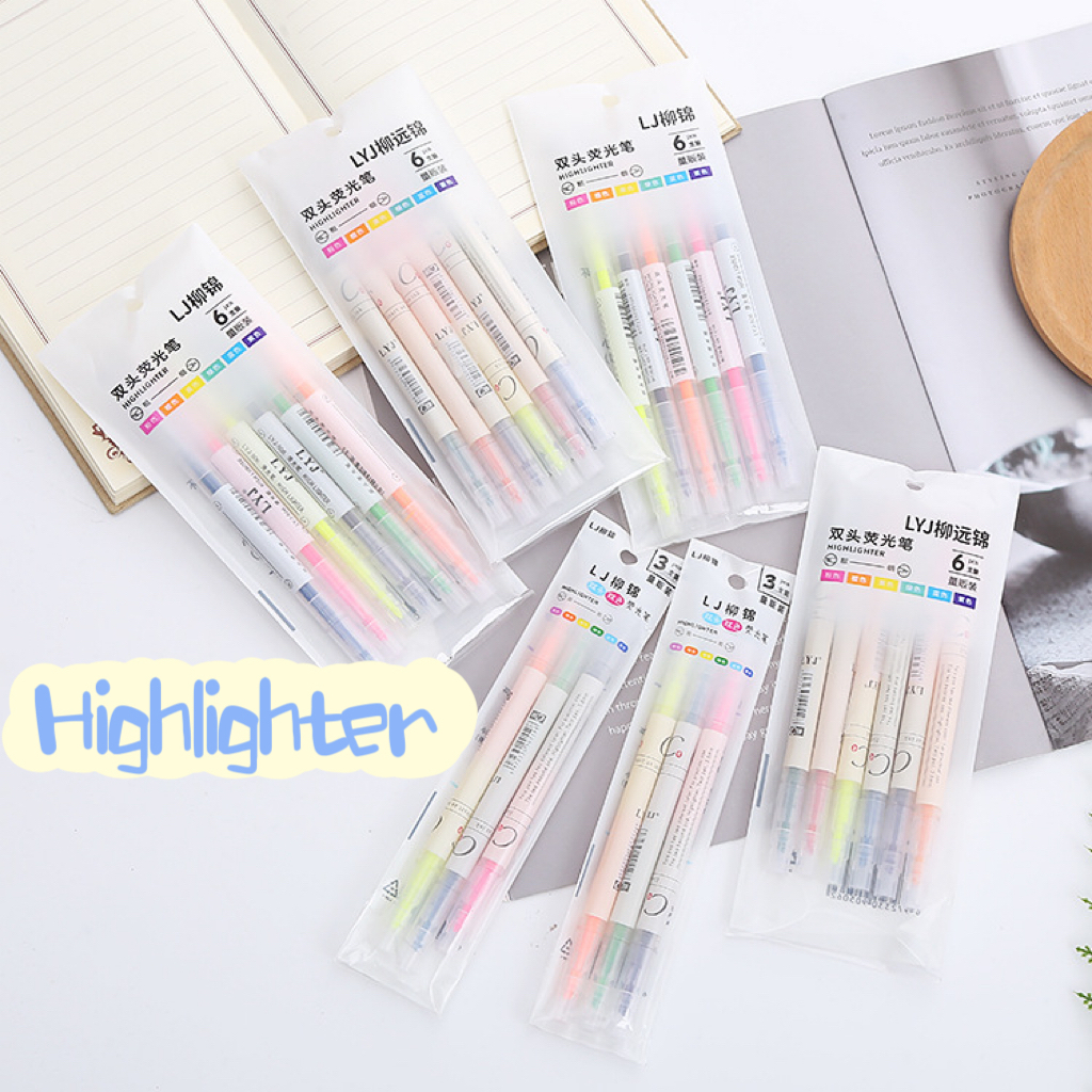 12 Colors 6 Colors Dual Tip Highlighter Pen Set Colorful Marker Pen ...