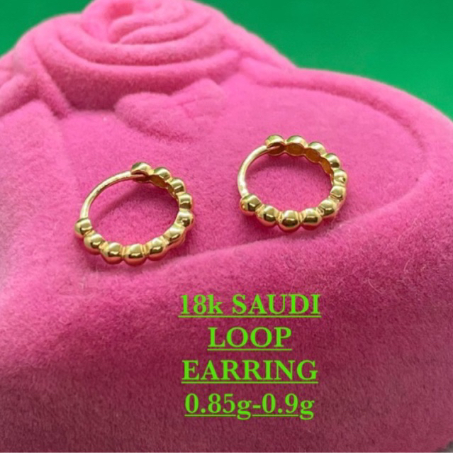 COD PAWNABLE 18k SAUDI GOLD LOOP BUBBLE EARRING | Shopee Philippines