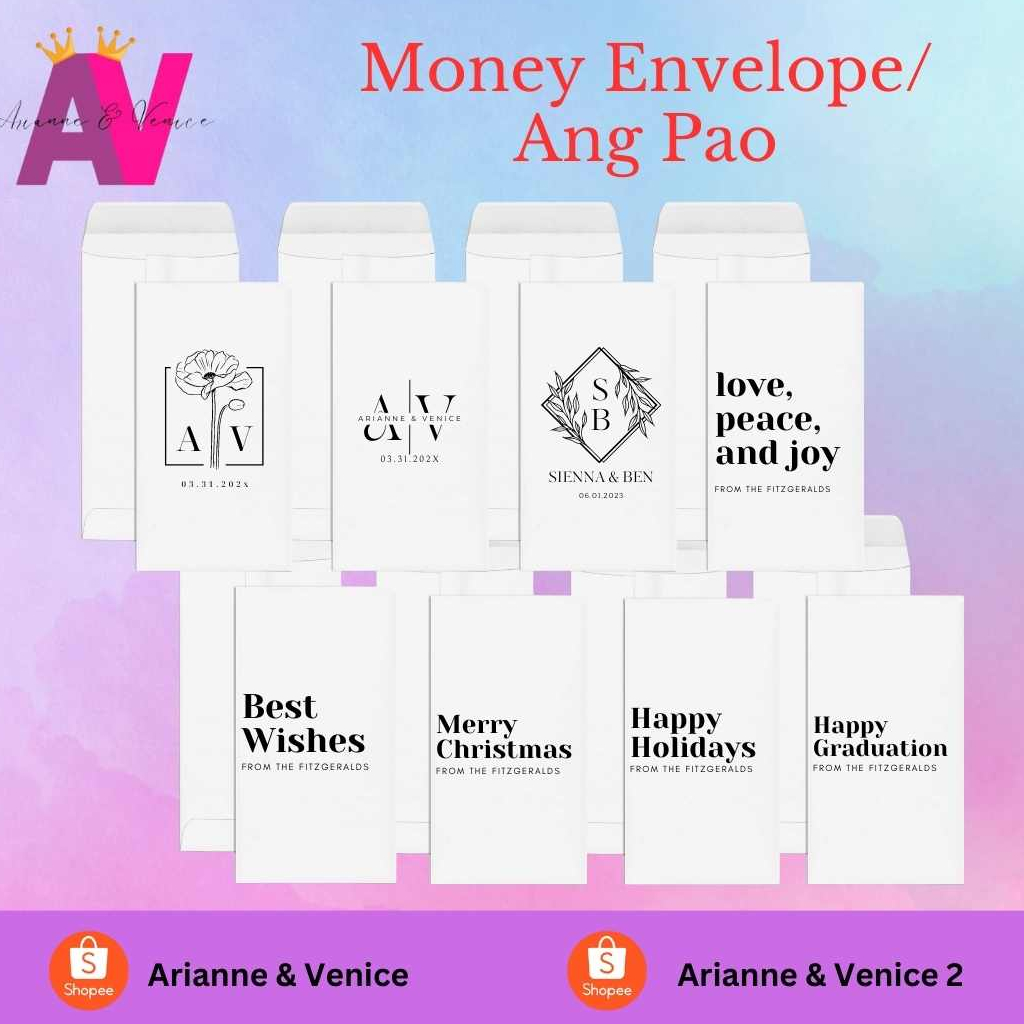 30 pcs Minimalist Customized Money Envelope Ang Pao Cash Coin Wedding ...