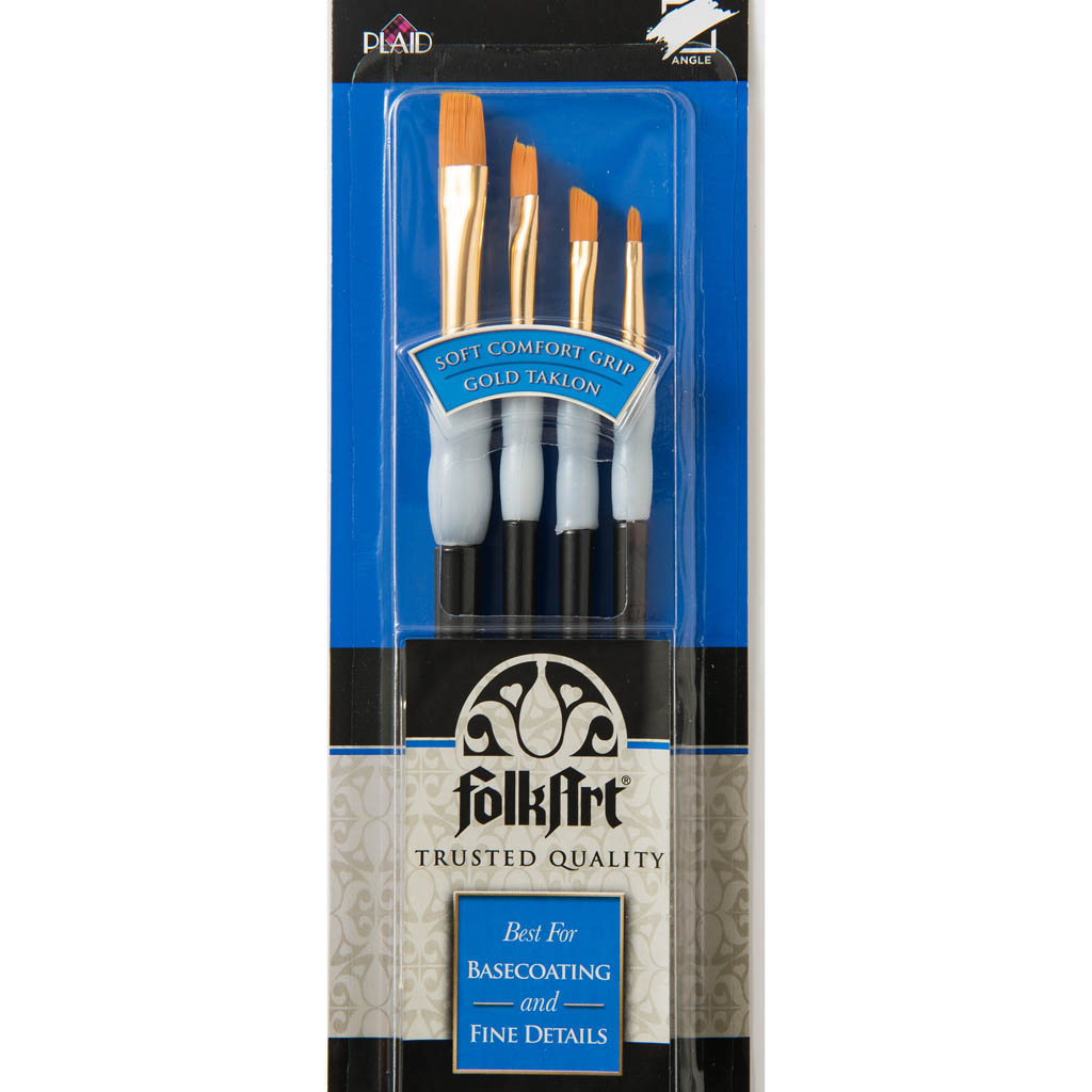 Plaid Premium Angle Soft Grip Glass Paint Brush Set Painting Mod Podge ...