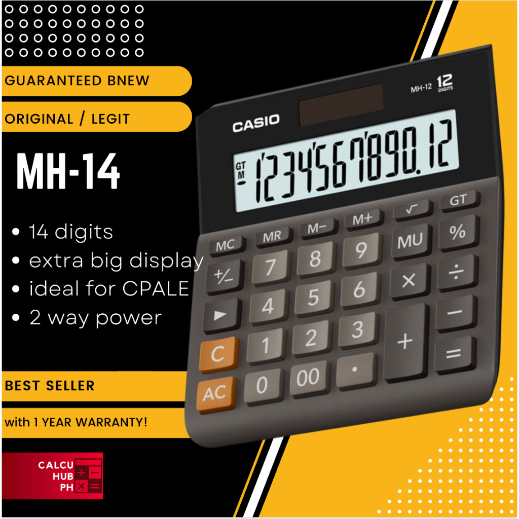 CASIO MH14 DESKTOP CALCULATOR WITH 12 MONTHS WARRANTY | Shopee Philippines
