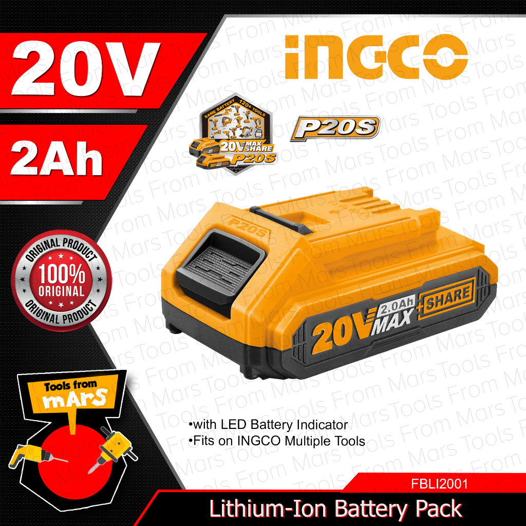 INGCO Lithium-Ion Battery Pack 20V FBLI2001 POWERSHARE •TFM• ICPT ...