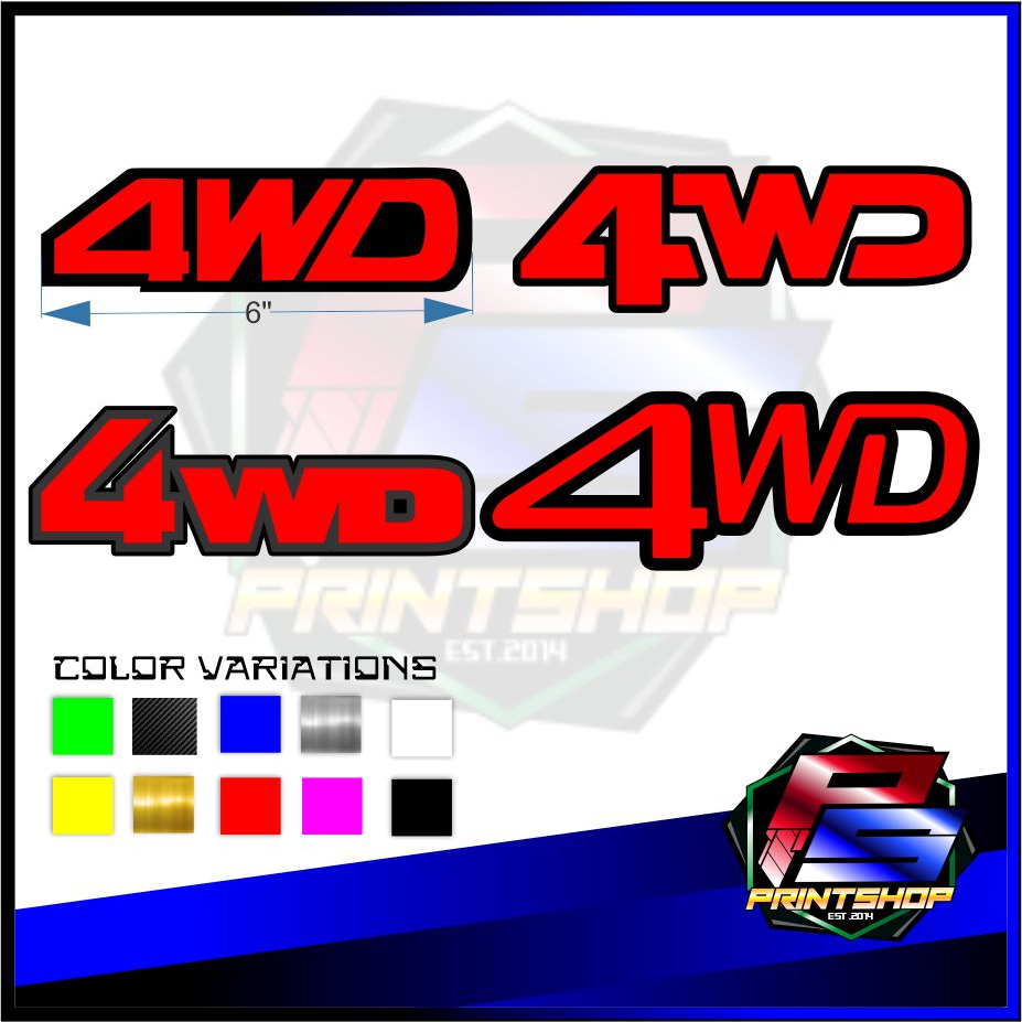4WD sticker marking for 4x4 cars, multicab, bongo, elf, truck cut-out ...