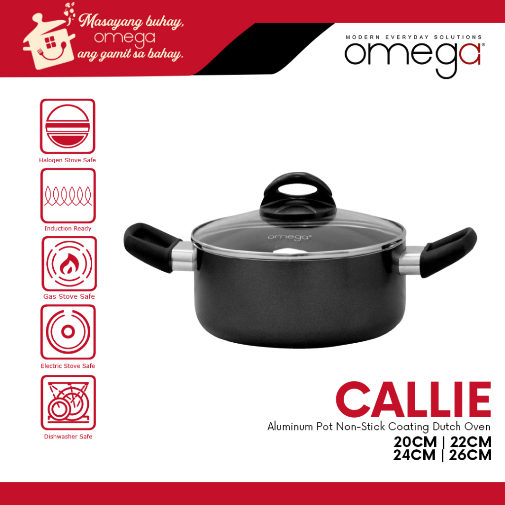 Omega Houseware Callie Aluminum Non-stick Coat Sauce Pot Casserole with ...