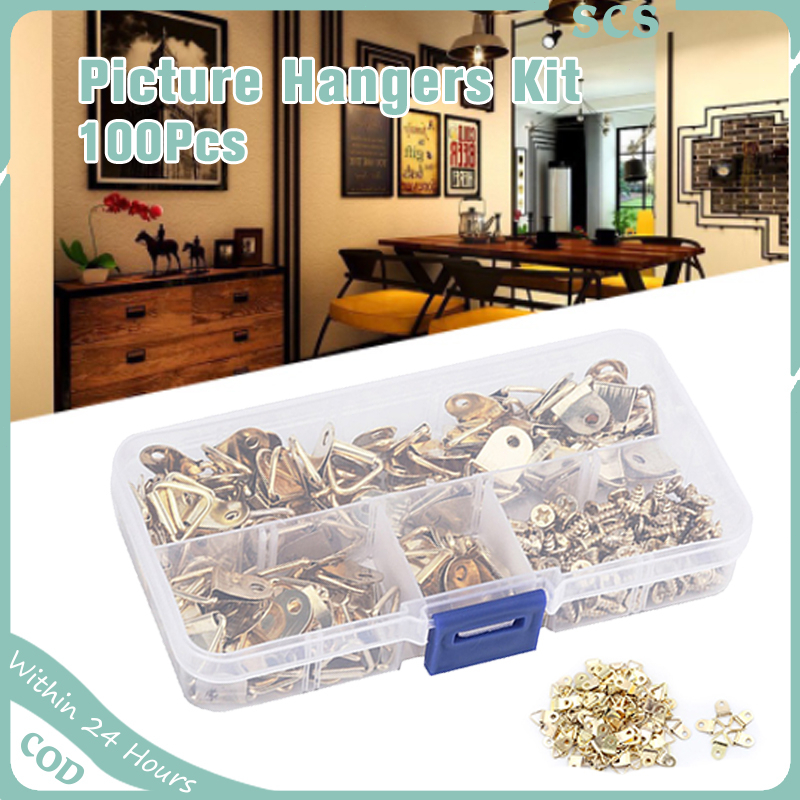 100pcs Small Triangle-Ring Steel Picture Hangers with Screws,for ...