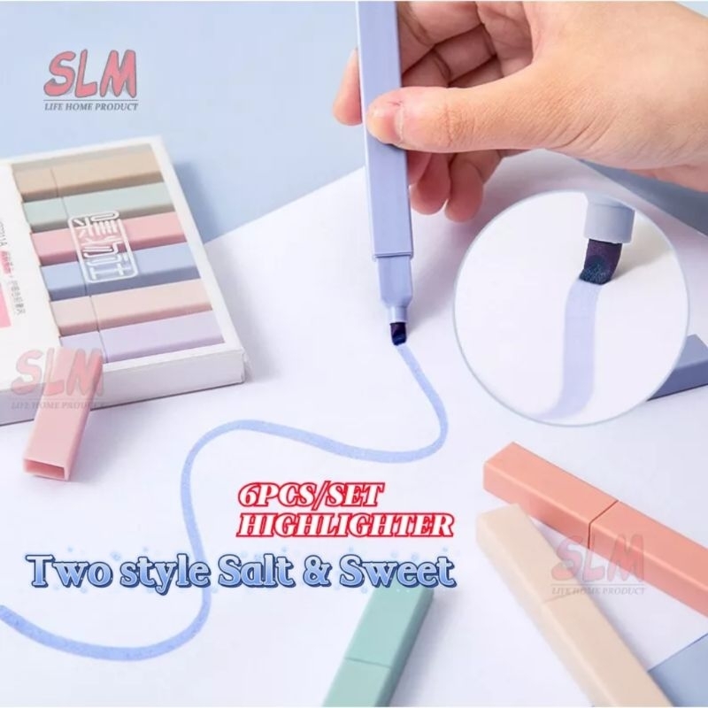 6pcs Light Luxury Style Color Highlighter Marker Pen Set Super Soft Tip ...