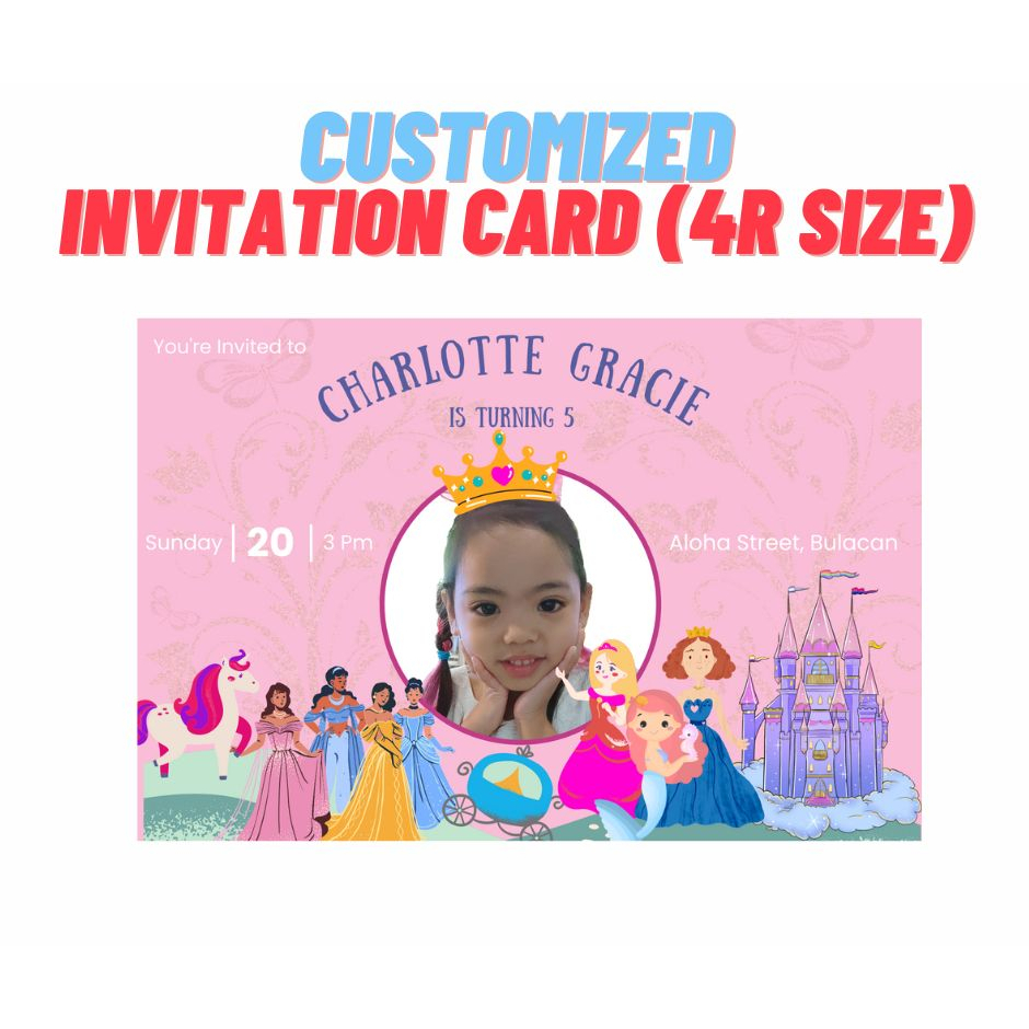 Personalized / Customized 4R Size Invitation Card with Envelope (Any ...