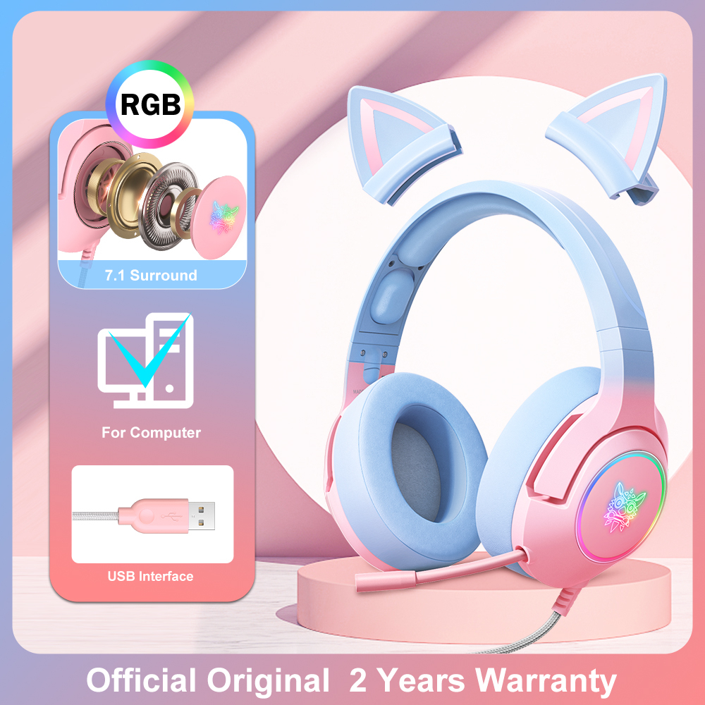 Onikuma K9 Gaming Headset with Removable Cat Ears Noise Canceling ...