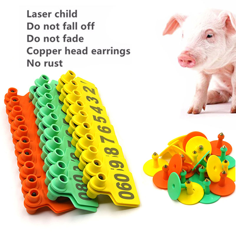 100Pcs 5x4CM Number 001-100 Identification Ear Tags Livestock Animal ...