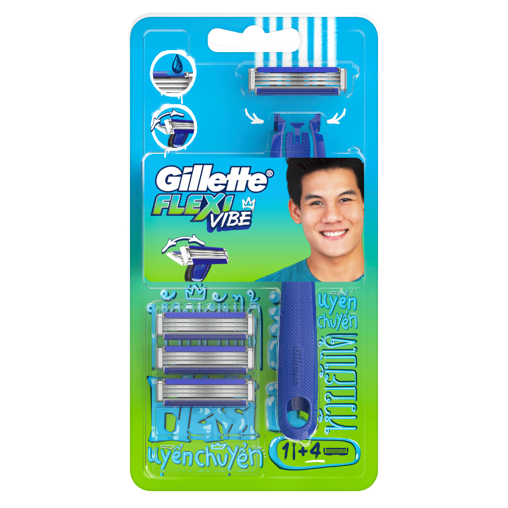 GILLETTE Flexi Vibe (1 Razor Handle + 4 Blade/Cartridge Refills ...
