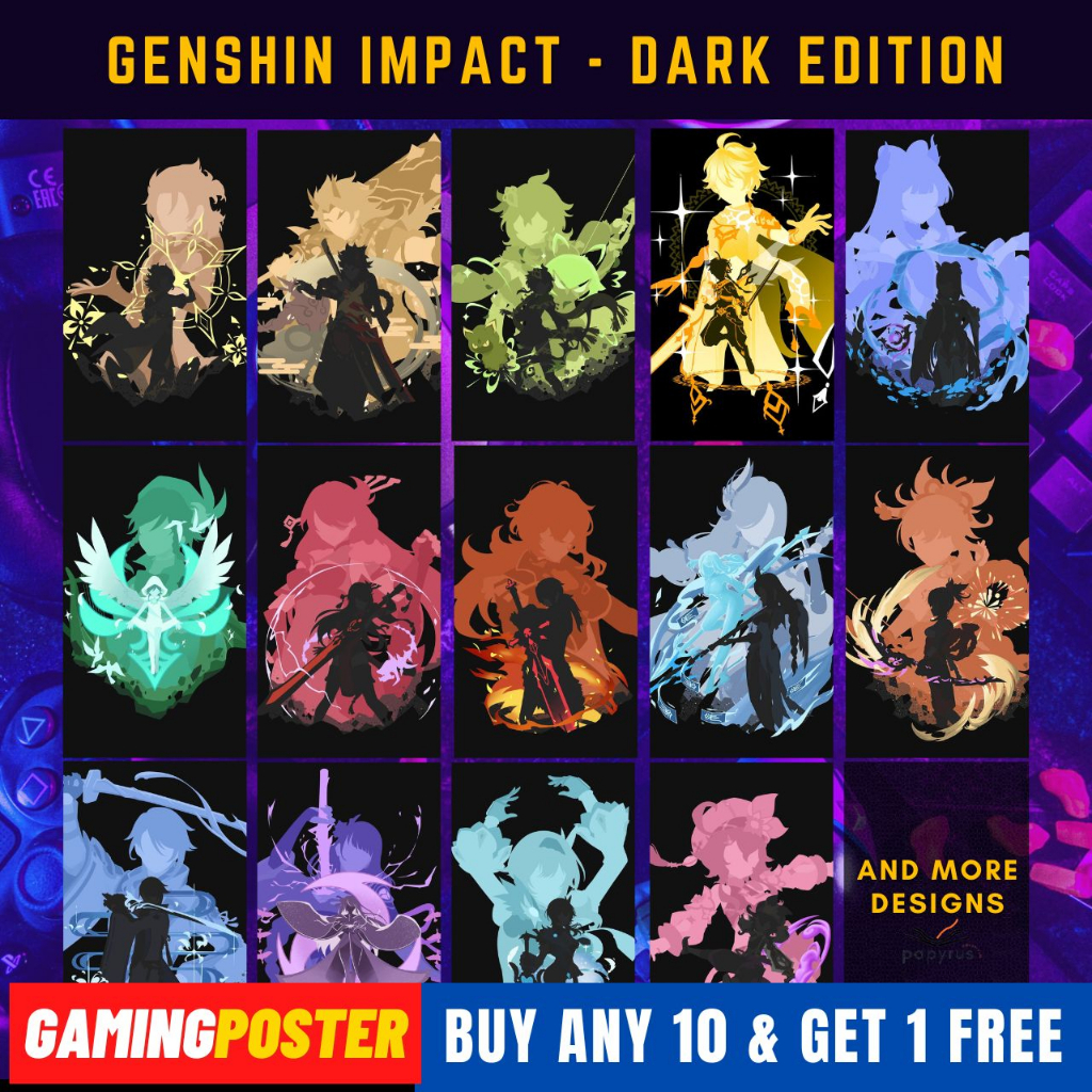 Genshin Impact - Dark Edition A4 Posters / Official Poster / Game ...