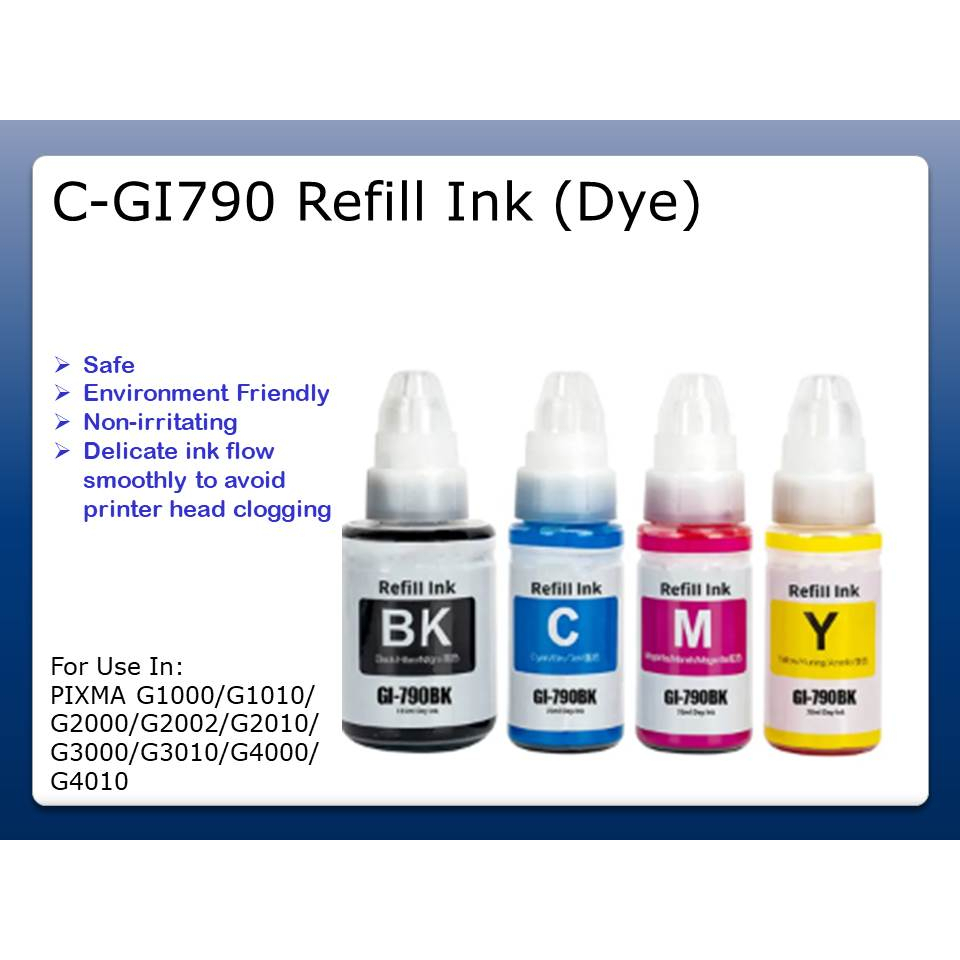 Refill Ink Compatible for GI 790 890 FOR G1010 G2010 G3000 G3010 G3020 ...