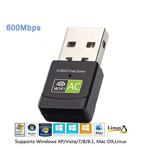 600Mbps Wireless Mini USB WiFi Adapter Receiver 2.4G Dual Band Wi-fi ...