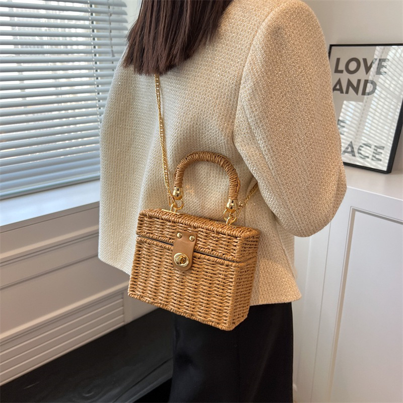 【M&M】 Women Handmade Rattan Shoulder Bag Travel Vacation Beach Small ...