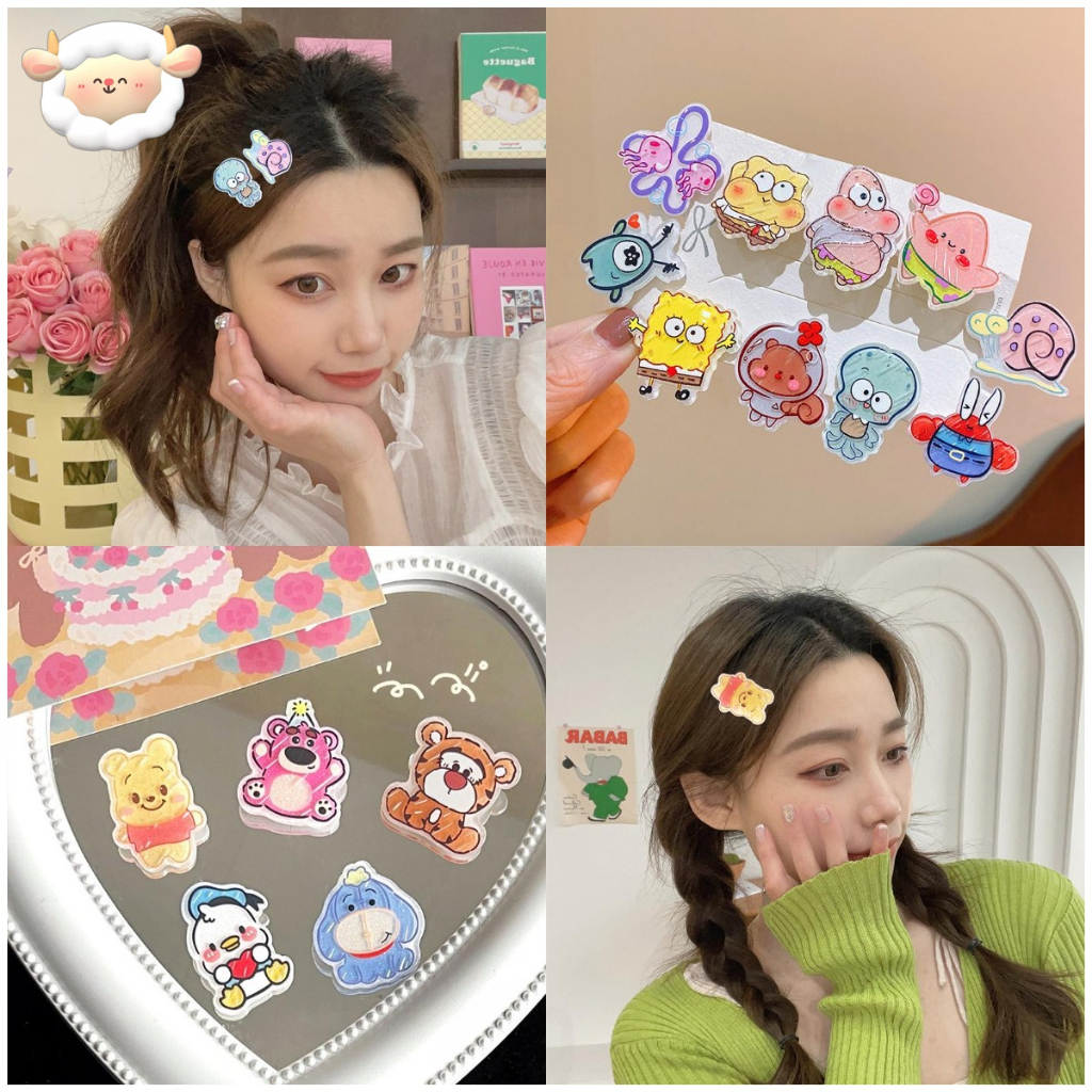 Cartoon SpongeBob Cute Hairpin Acrylic Duckbill Clip Student Bang Side ...
