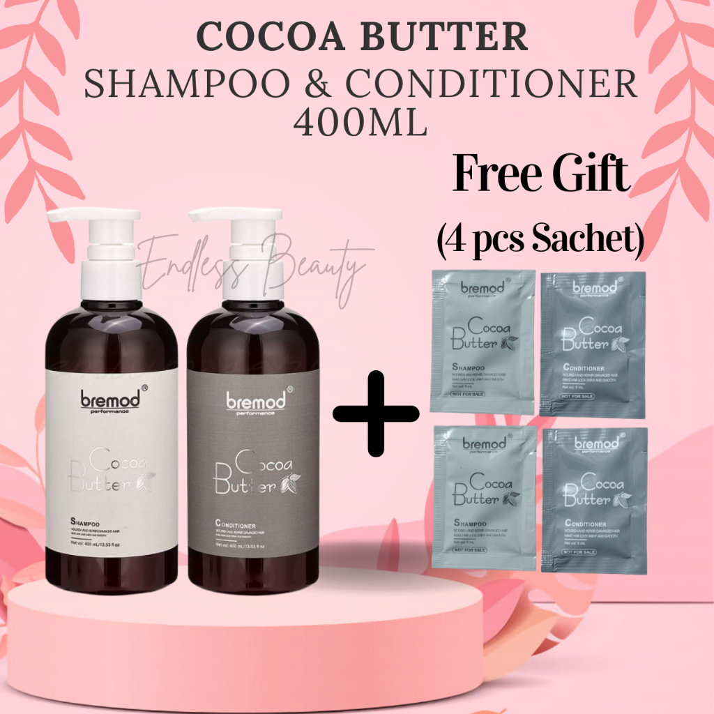 Bremod Cocoa Butter Hair Shampoo & Conditioner 400ml Repair Damage ...