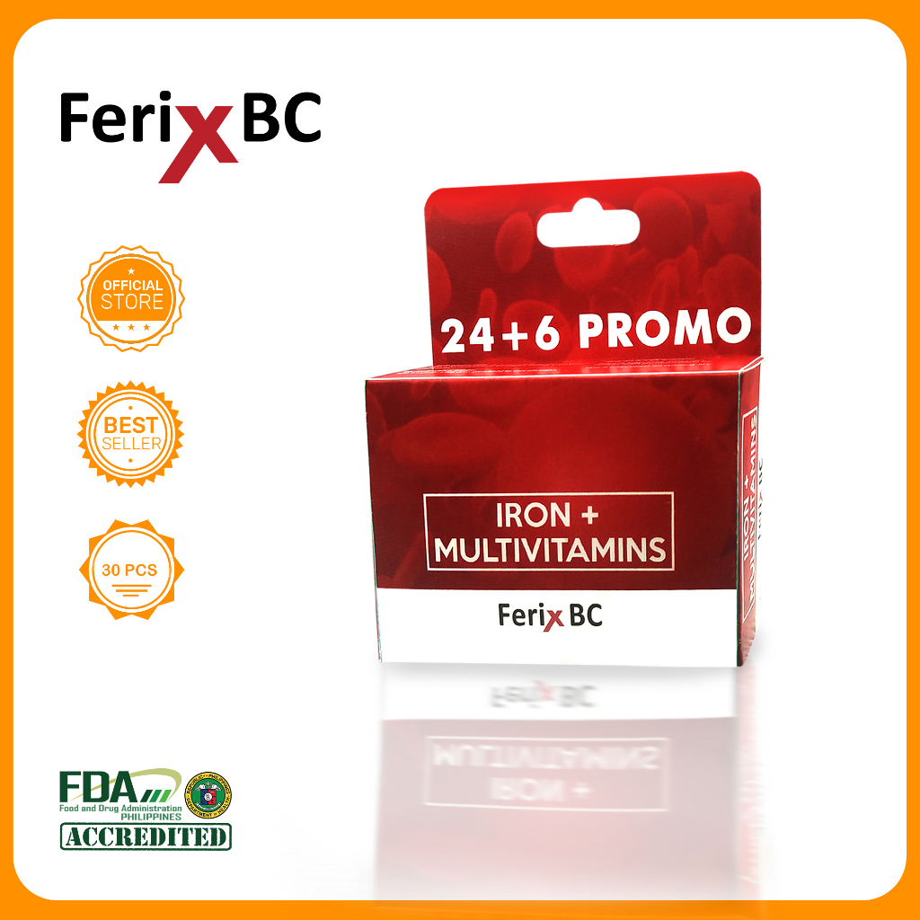 Ferix BC - Iron plus Multivitamins 24+6 Promo Capsules | Shopee Philippines