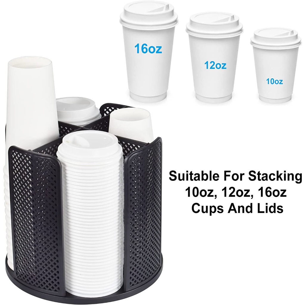 4 Compartment Coffee Cup Holder Countertop Desktop Rotary Grid Paper ...