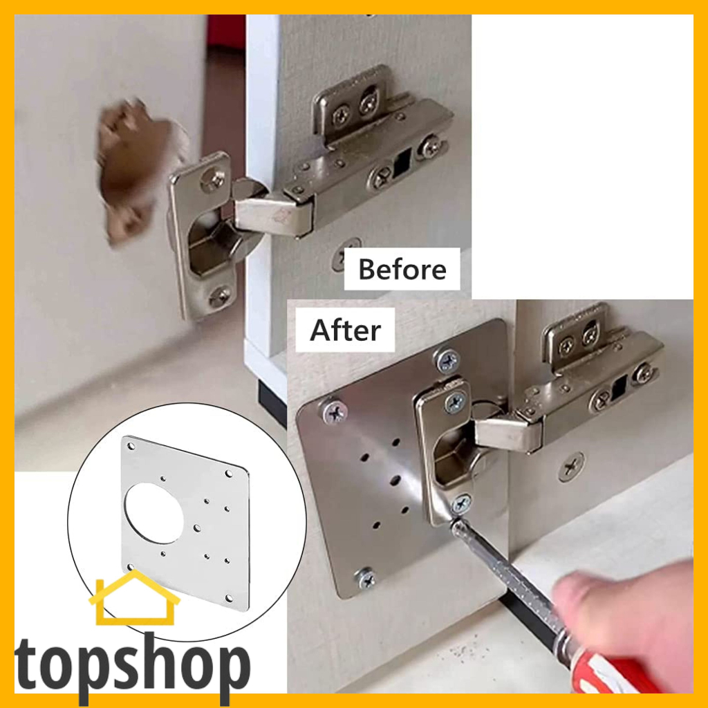 TOPSHOP Stainless Steel Hinge Repair Plate for Cabinet Furniture Drawer ...