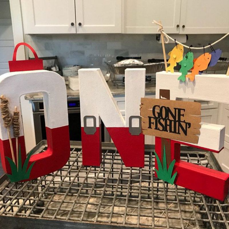 The Big One theme 12 ICHES letter standee customized painted party ...