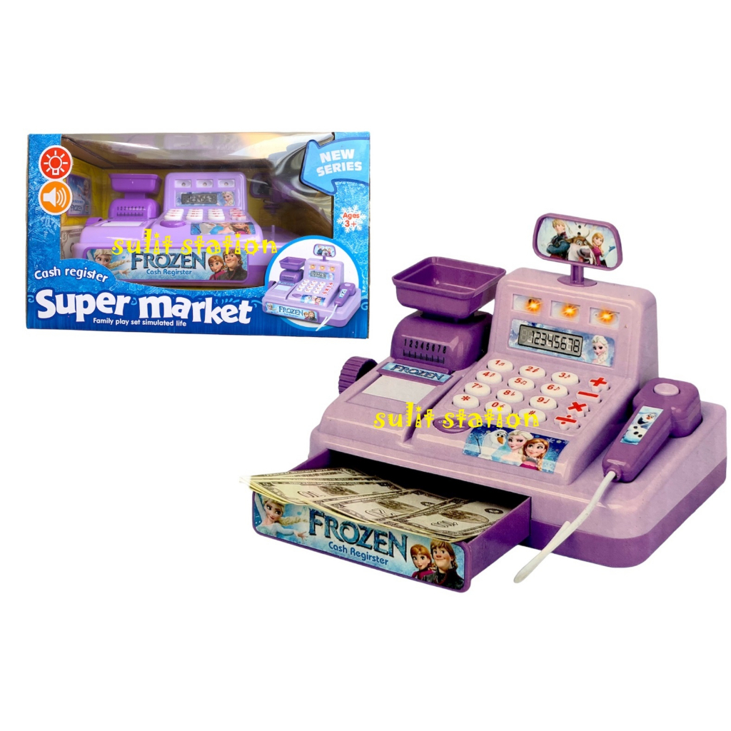 FROZEN ELSA ANNA BATTERY OPERATED SUPERMARKET GROCERY STORE MONEY COIN ...