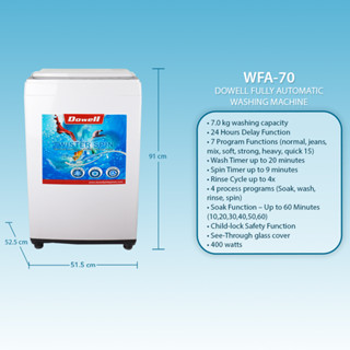 Dowell WFA-70 7kg Fully Automatic Washing Machine 7 Program Functions ...
