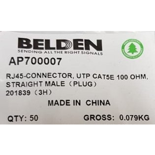 PCRT : BELDEN AP700007 Cat5e RJ-45 UTP Connector, Straight Plug (Male ...
