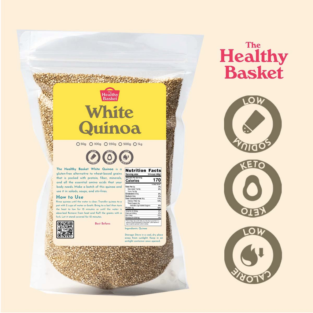 Healthy Basket Organic White Quinoa Alternative Rice (250g, 500g & 1kg ...