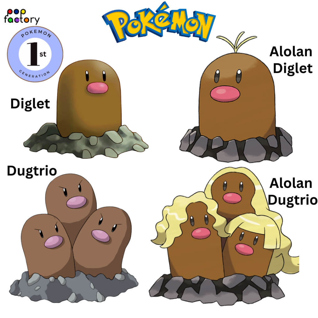 Diglett & Dugtrio (Alolan Forms) Pokemon Cards TCG ( 1st Gen Pokemon ...