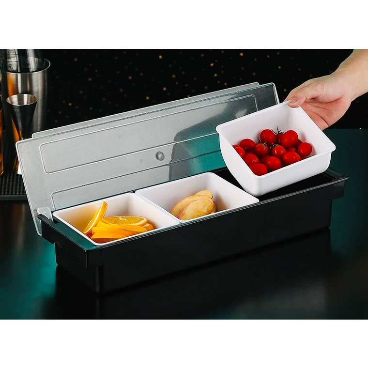 Fruit box condiment container 4 grids With Lid Large Capacity Fruit ...