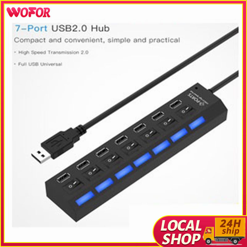 7-Port HUBs High Speed USB 2.0 Multi HUB Splitter Expansion Computer ...