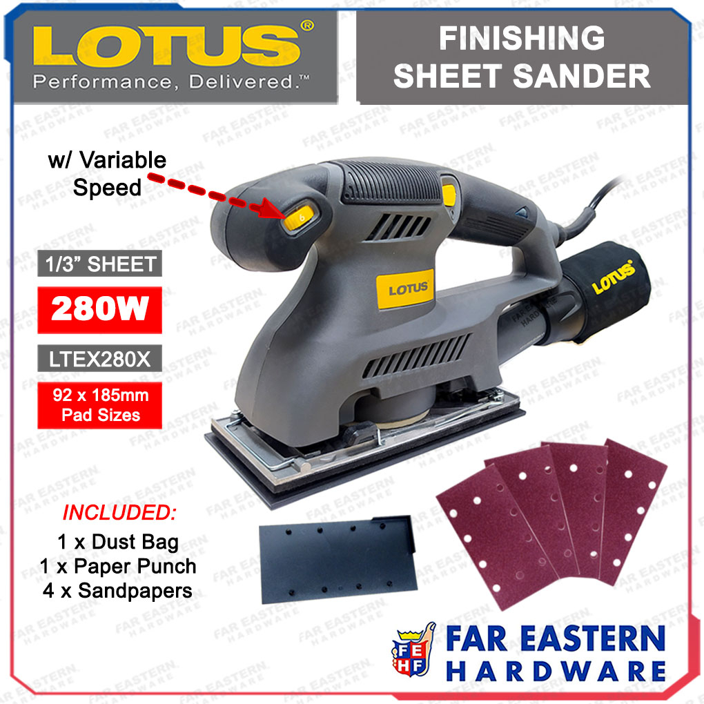 LOTUS Finishing Sheet Sander 1/3" 280W w/ Variable Speed LTEX280X ...