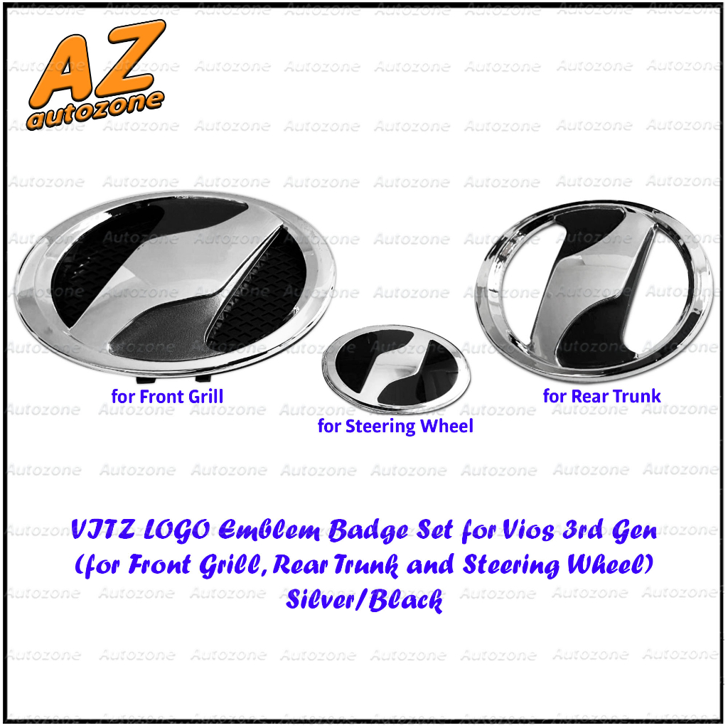 VITZ LOGO Set of Emblem Badge for Toyota Vios 2013-2017 3rd Gen (Front ...