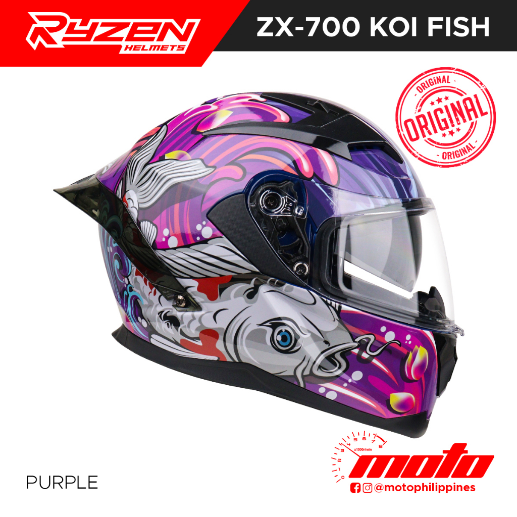 Moto RYZEN ZX700 Koi Fish Helmets Dual Visor | Shopee Philippines