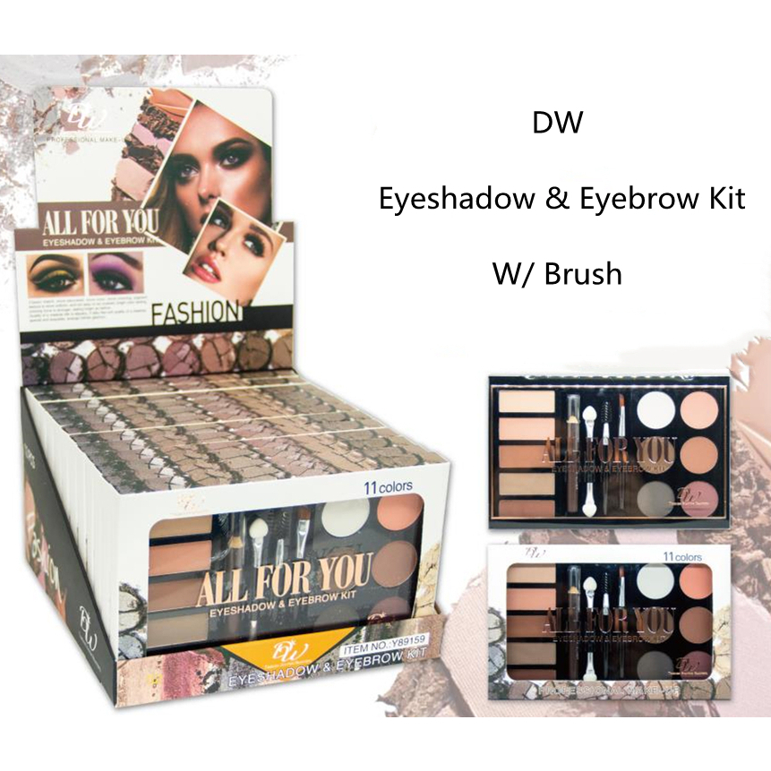 DW 11 Colors Eyeshadow & Eyebrow Kit W/ Brush Eyebrow Pen 5in1 Eye Make ...