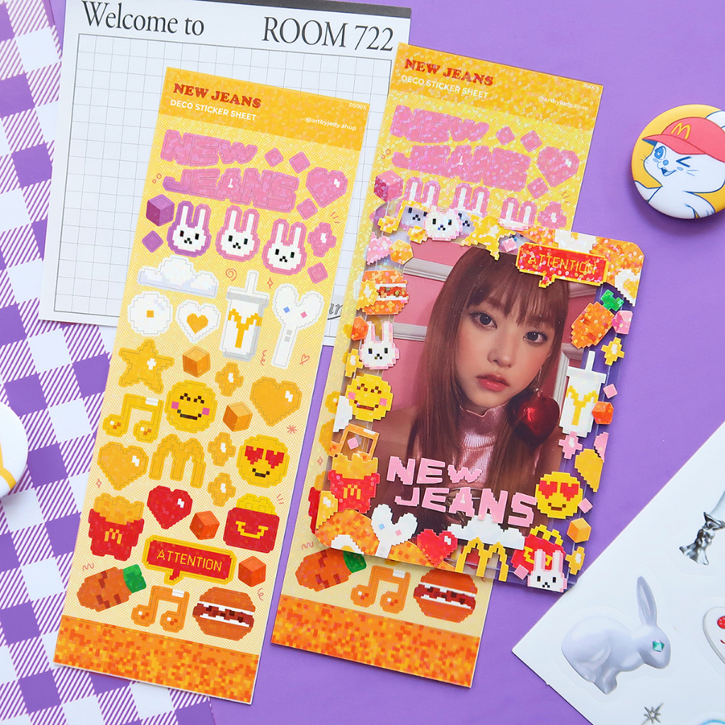 New Jeans: x Mcdo Deco Sticker Sheet Holographic Dots Lamination ...