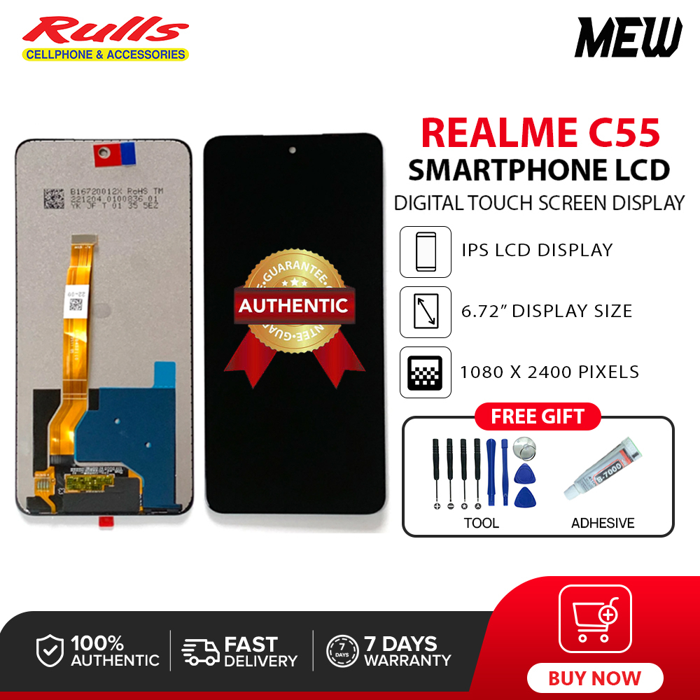 Smartphone LCD for Realme C55 Digital Touch Screen Display Frame Assembly for Replacement and ...