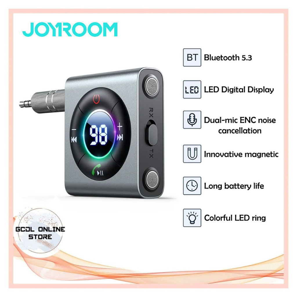 Joyroom Bluetooth 5.3 AUX Adapter Transmitter Receiver 2 in 1 Enhanced ...
