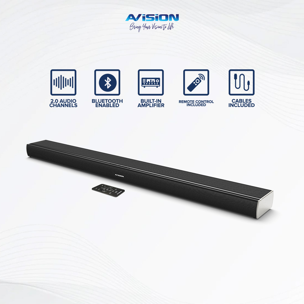 Avision 2.0 Soundbar Speaker System with Bluetooth/USB/Aux/Line-in and ...